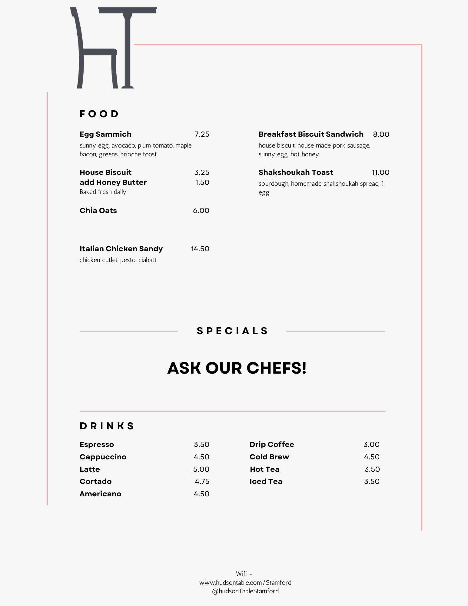 Hudson Table | STAMFORD CAFE