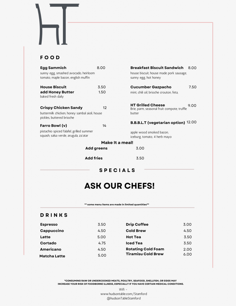 Hudson Table | STAMFORD CAFE